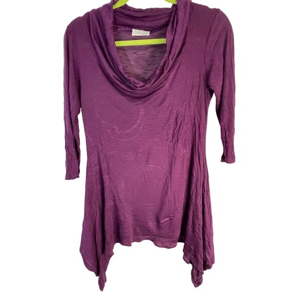 Linda Leal | Tops | Linda Leal 34 Sleeve Shirt Purple Flowing Sheer ...